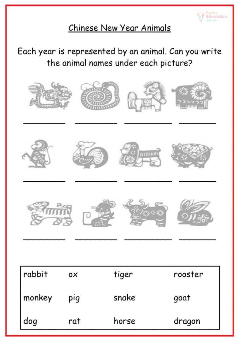 Printable Chinese New Year Worksheets - FREE Printable A-Z