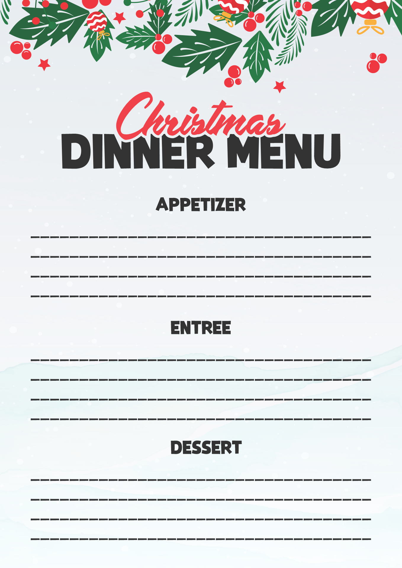 Free Printable Blank Christmas Menu Template - FREE Printable A-Z