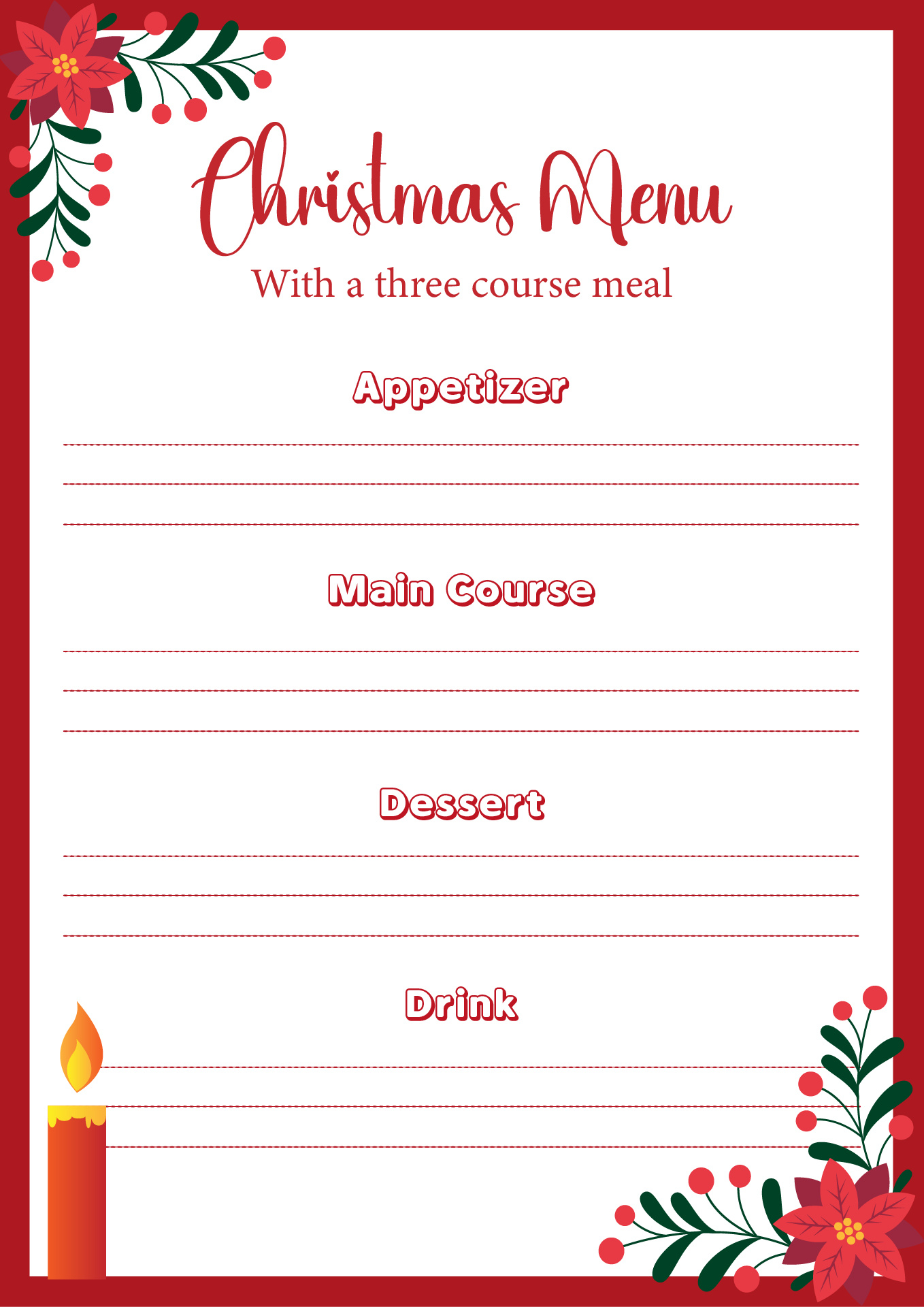 Free Printable Blank Christmas Menu Template - FREE Printable A-Z