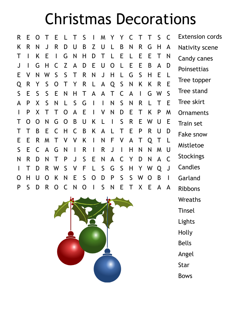 Christmas Science Word Search - FREE Printable A-Z