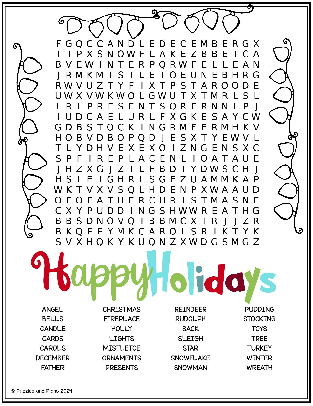 Hard Christmas Word Search - FREE Printable A-Z