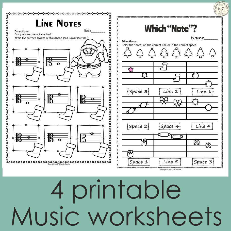 Music Theory Christmas Worksheets - FREE Printable A-Z