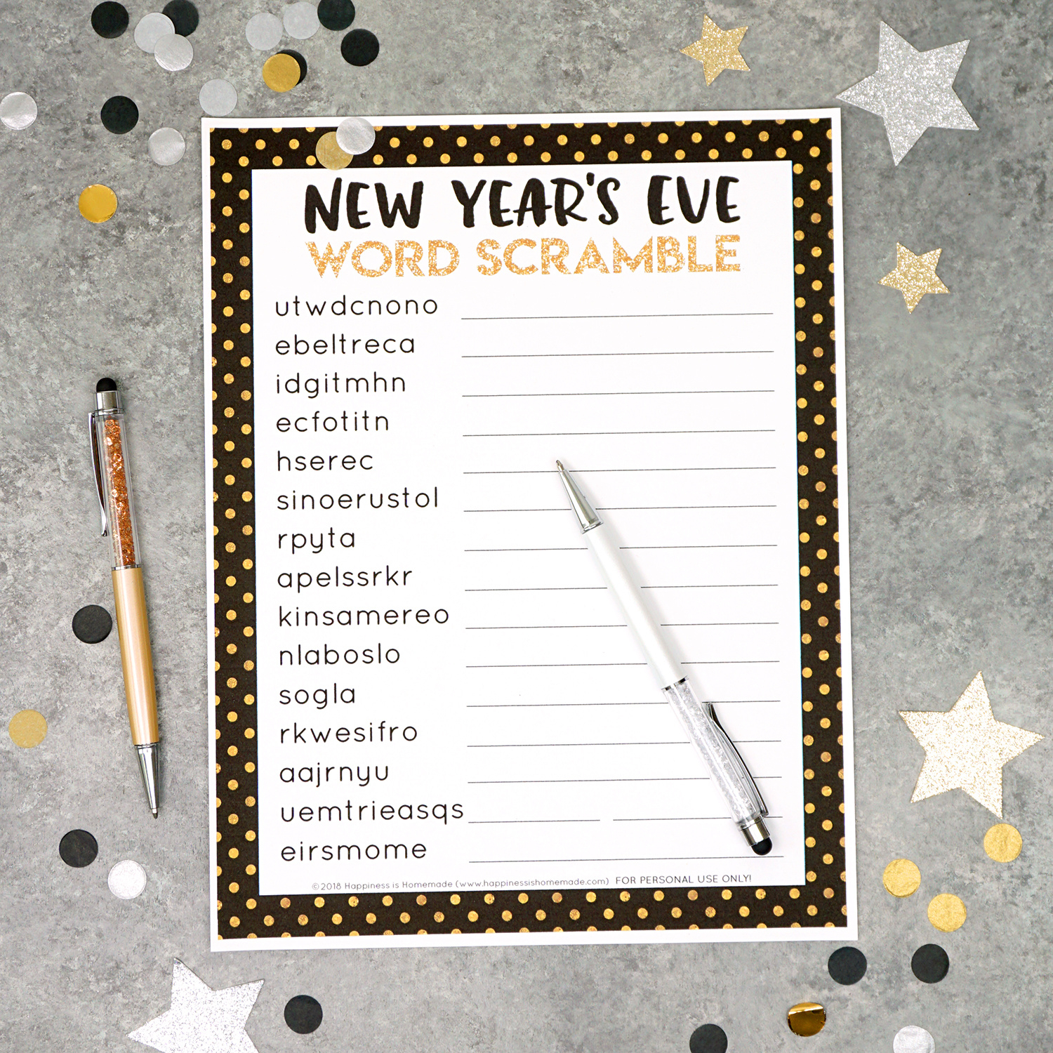 New Year's Word Scramble Printable - FREE Printable A-Z