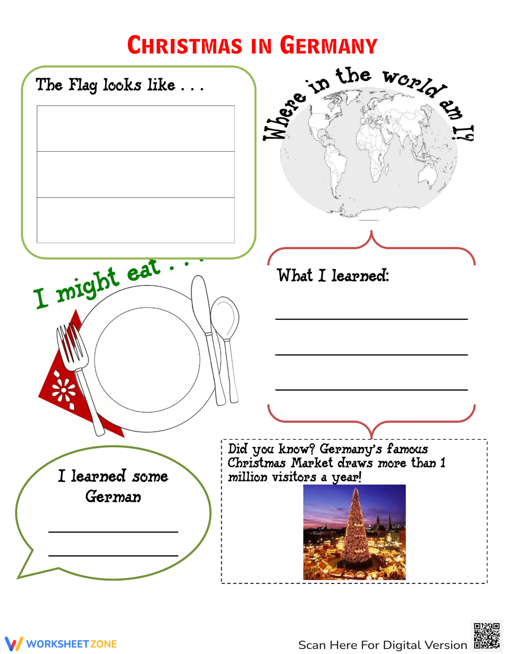 Geography Christmas Worksheet - FREE Printable A-Z