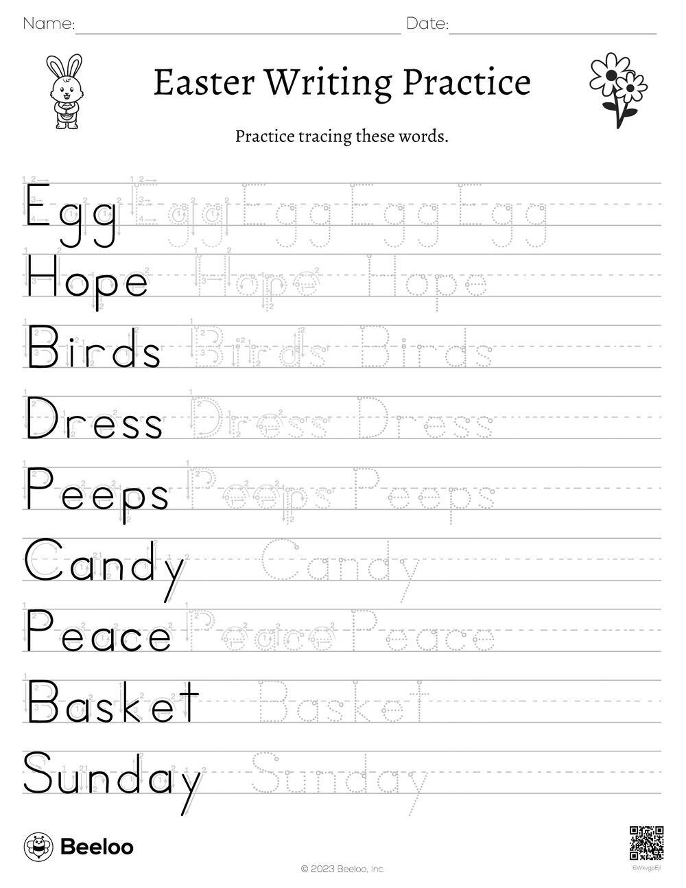 Easter Writing Worksheets - FREE Printable A-Z