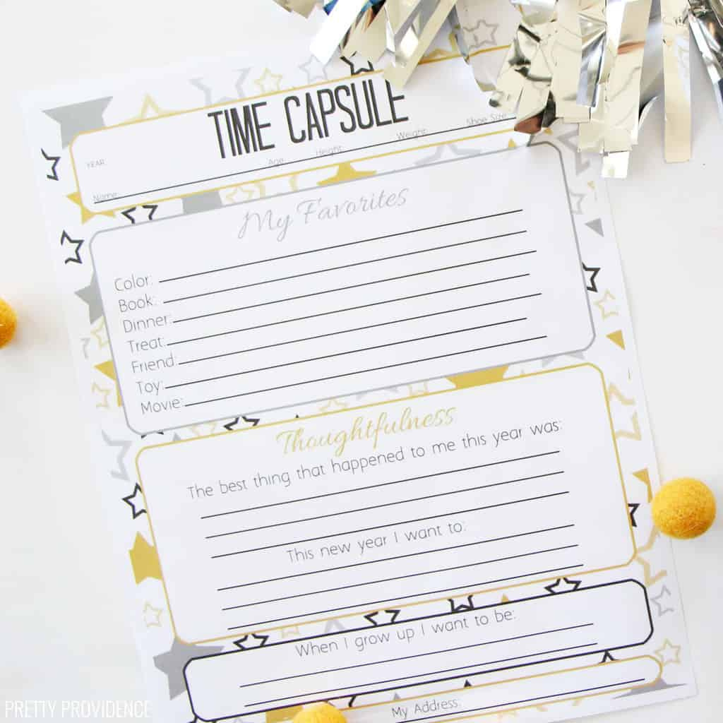 New Years Time Capsule Printable - FREE Printable A-Z