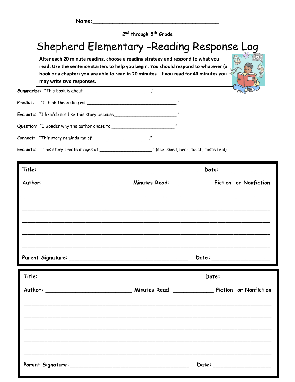 Reading Response Log Printable - FREE Printable A-Z
