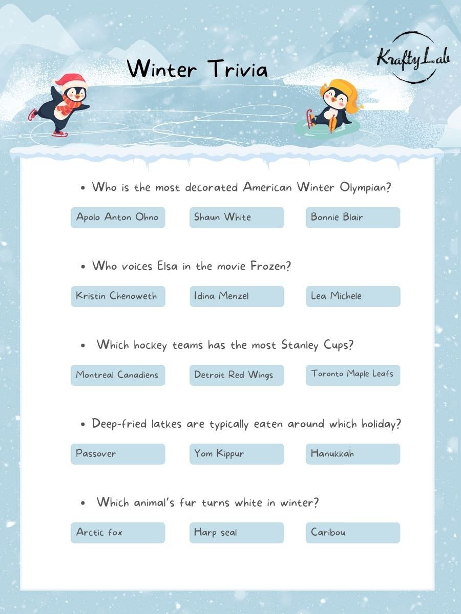 General Knowledge Winter Trivia Questions and Answers Printable - FREE ...