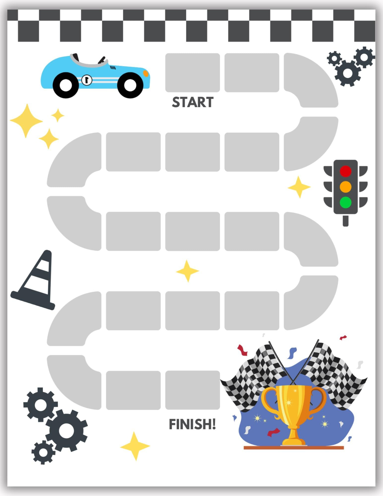 Printable Race Track Reward Chart - FREE Printable A-Z