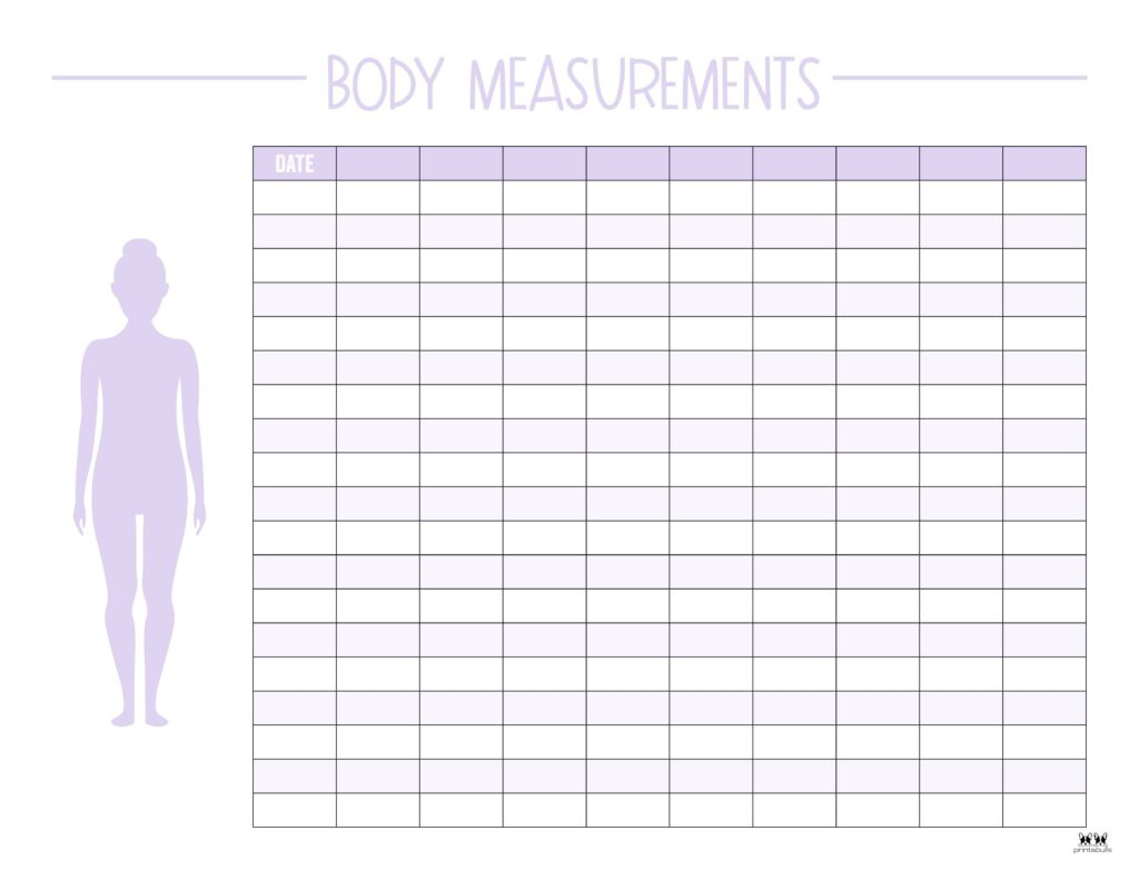 Free Printable Body Measurement Tracker - FREE Printable A-Z