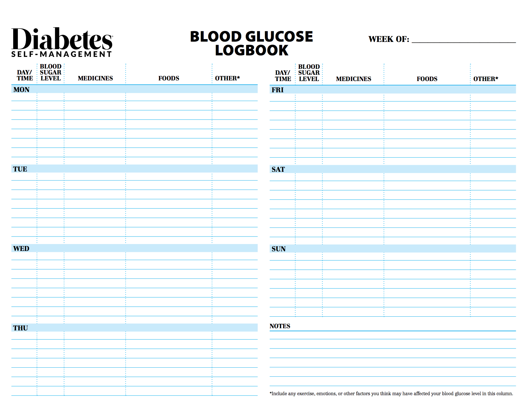 Free Printable Diabetes Tracker - FREE Printable A-Z