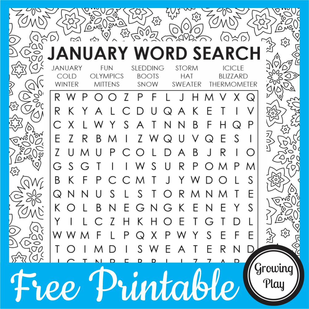 Free January Word Search Printable - FREE Printable A-Z