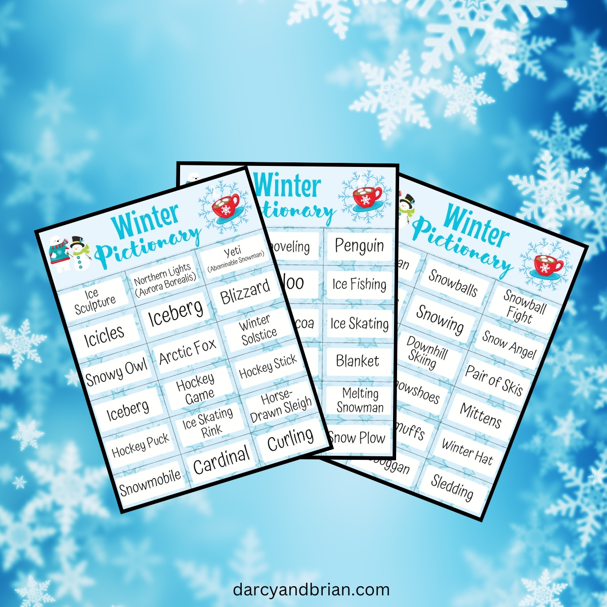 Printable Winter Pictionary Words - FREE Printable A-Z