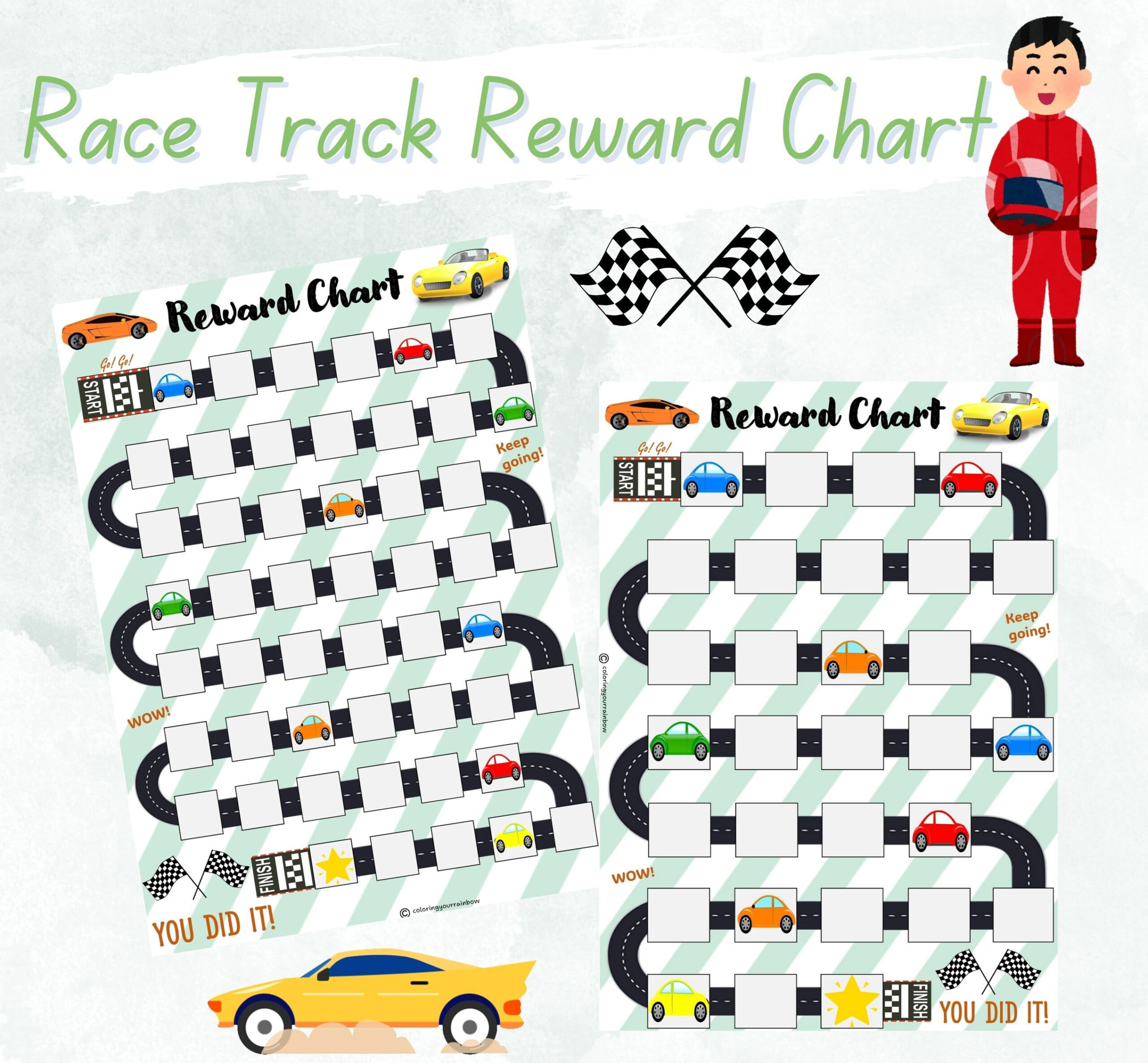 Printable Race Track Reward Chart - FREE Printable A-Z