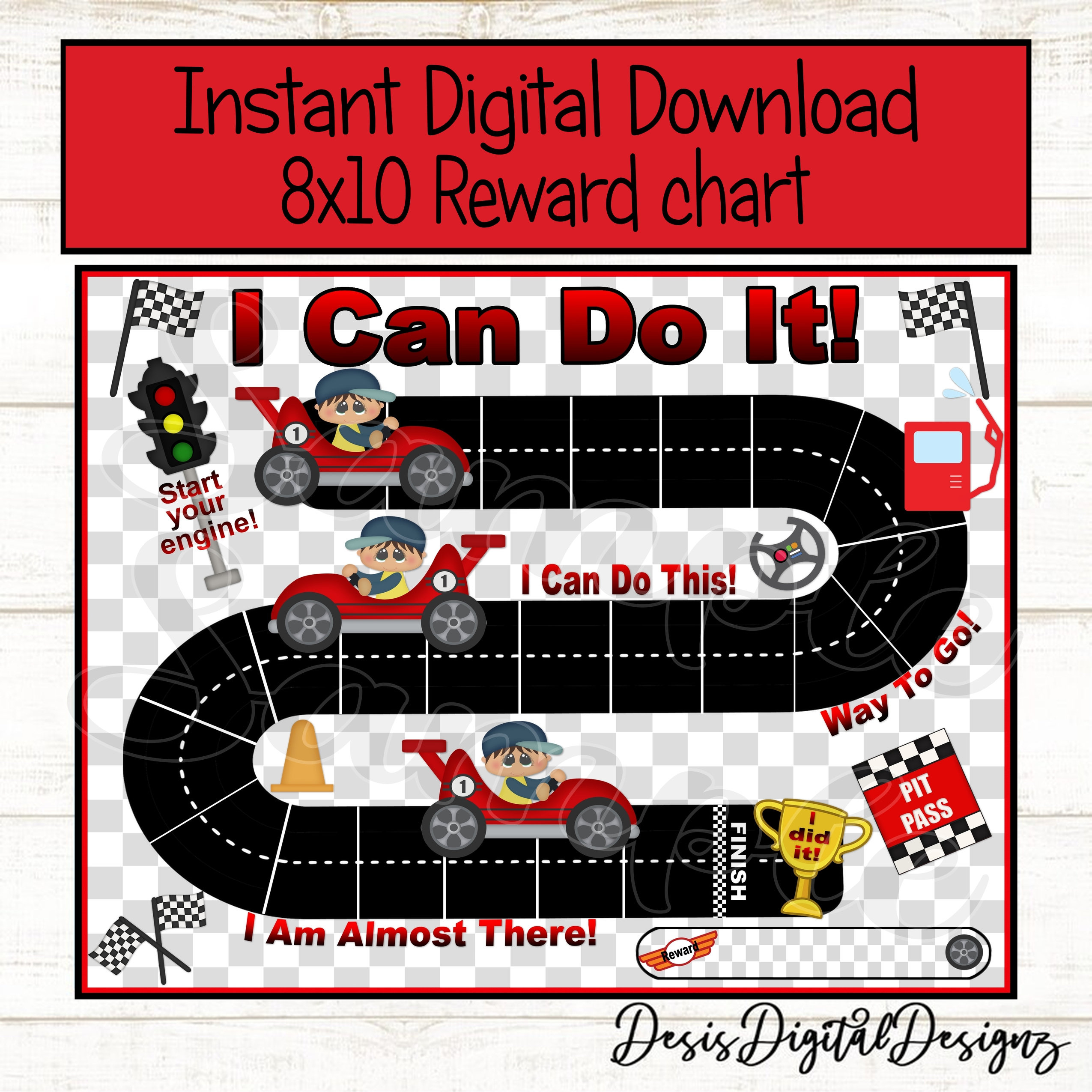Printable Race Track Reward Chart - FREE Printable A-Z
