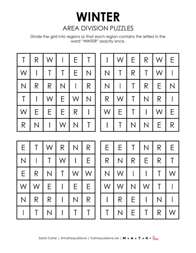 Winter Logic Puzzles Printable Free - FREE Printable A-Z