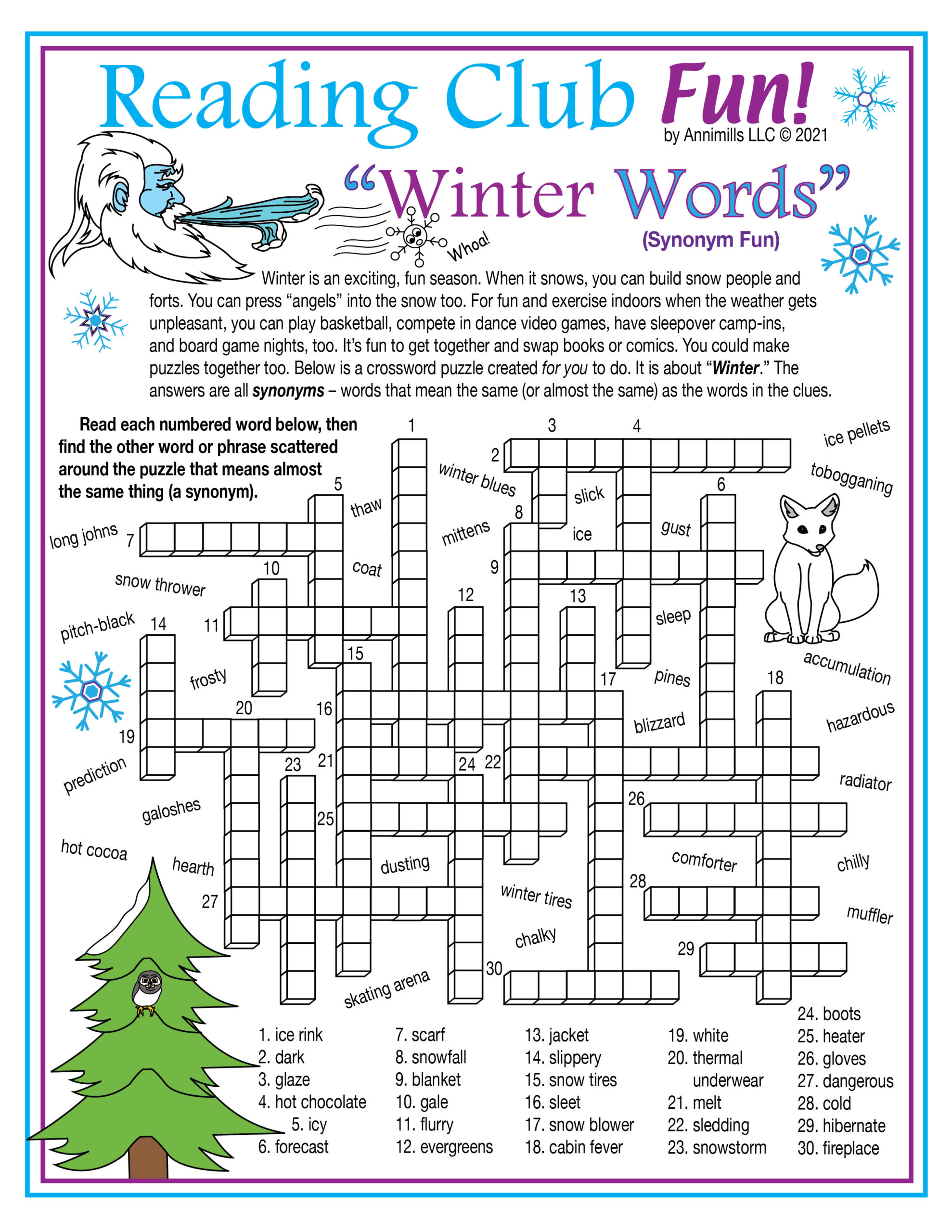 Winter Crossword Puzzles Printable - FREE Printable A-Z