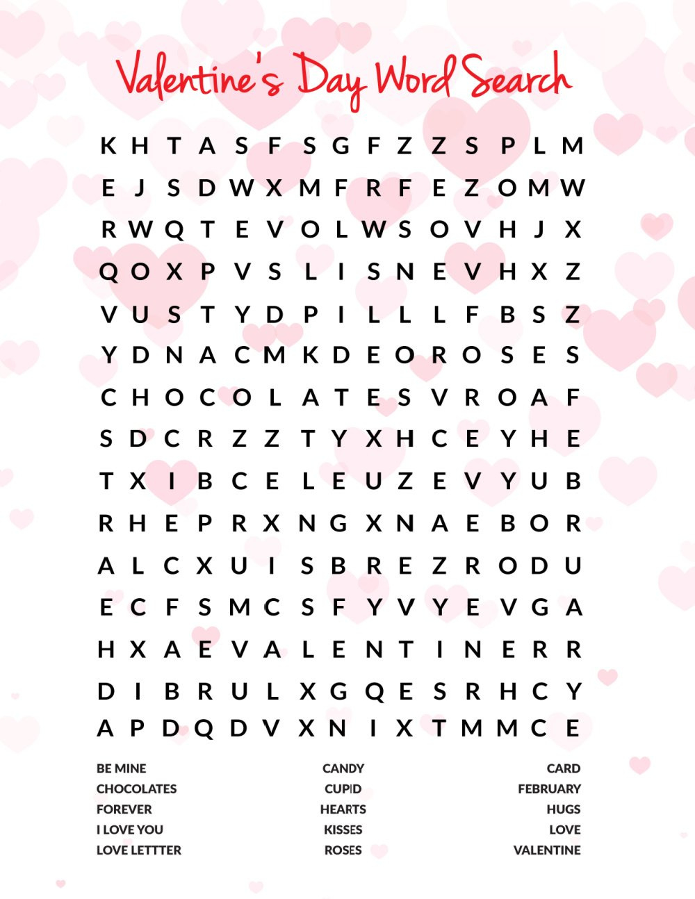 Printable Valentine Games - FREE Printable A-Z