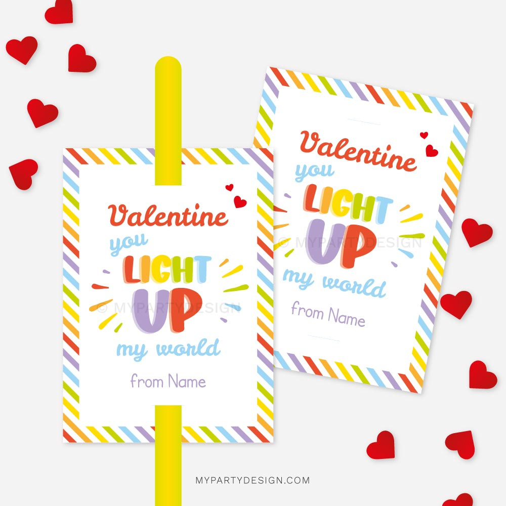 Glow Stick Valentine Printable - FREE Printable A-Z
