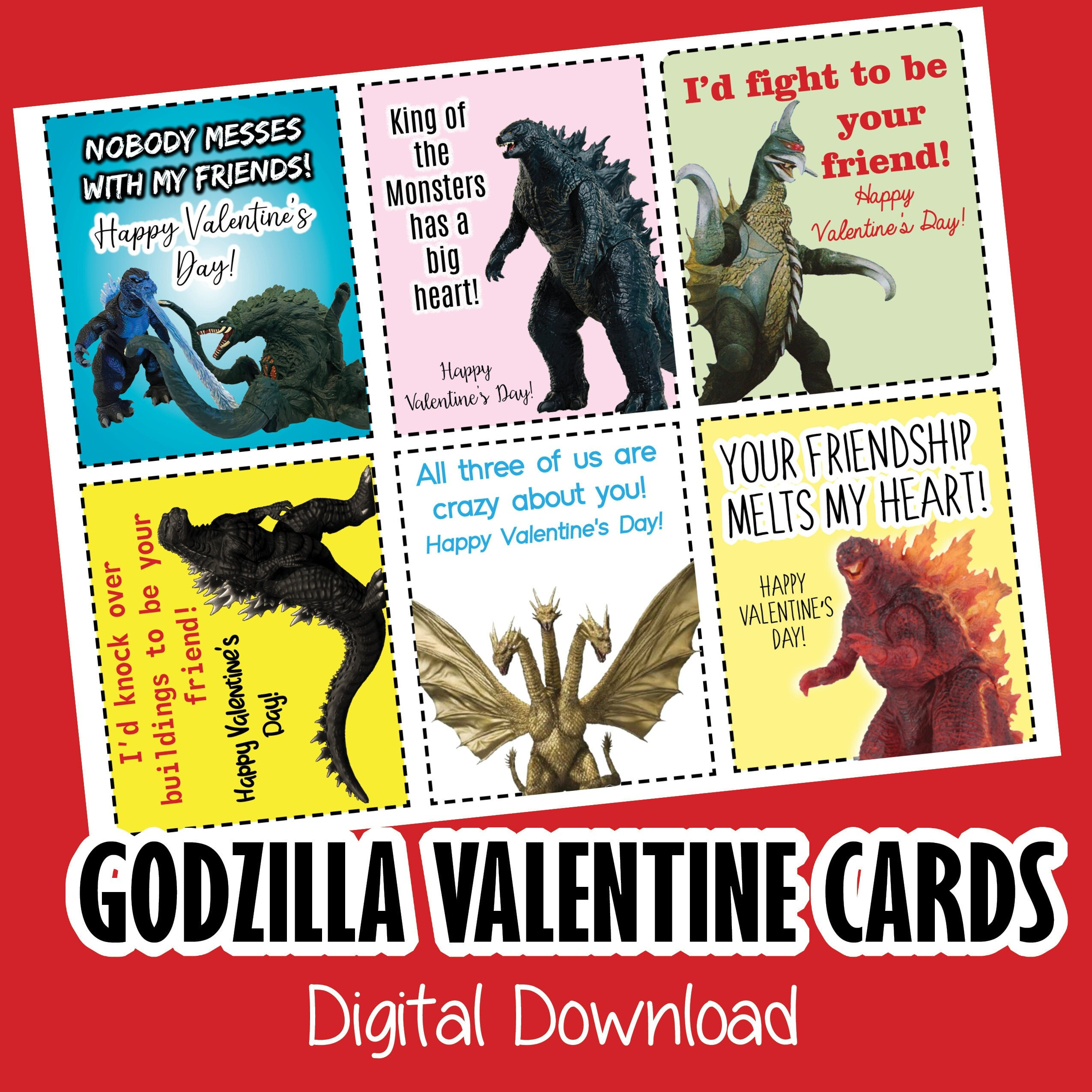 Godzilla Valentine Cards Printable Free - FREE Printable A-Z